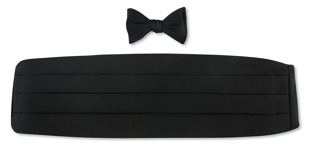 Formal Black Faille Swiss Silk Cummerbund & Bowtie Set – Julian's