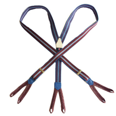 Burgundy and Blue Stripe Skinny Elastic Braces – Julian's
